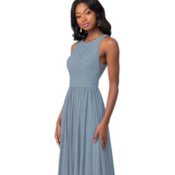 Azazie | Dresses | Azazie Dusty Blue Bridesmaids Dress Size 8 | Poshmark